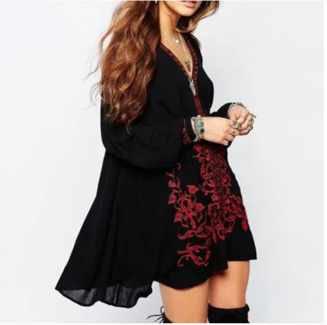 Free People Hearts in Heaven Embroidered Mini Dress, … - Gem