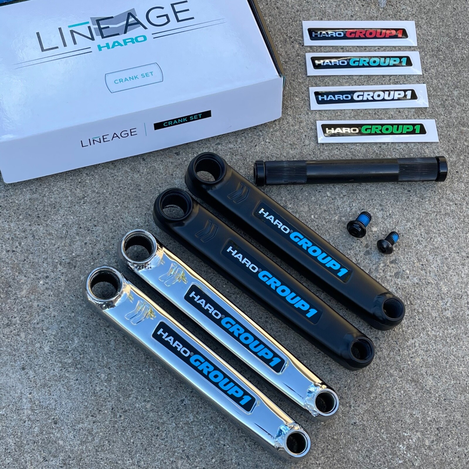 HARO LINEAGE GROUP 1 ONE 3PC BK CRANK BMX BIKE CRANKS SE REDLINE GT ...