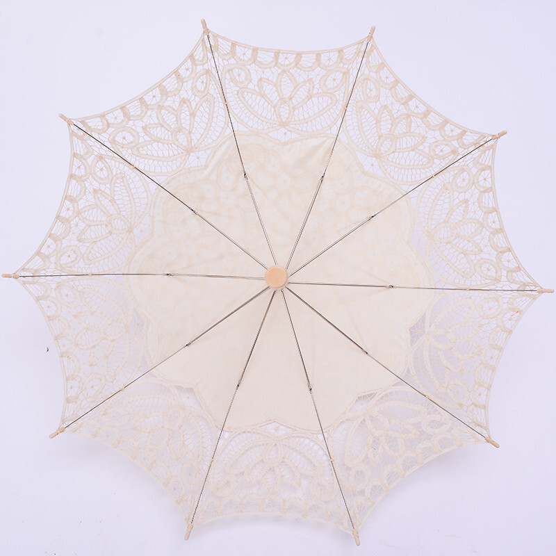 Lace Retro Embroidery Sun Lace Umbrella Princess Dance Umbrella Beige ...
