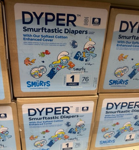 DYPER Smurftastic Diapers. 76 unisex diapers of size 1, OLSHB | eBay