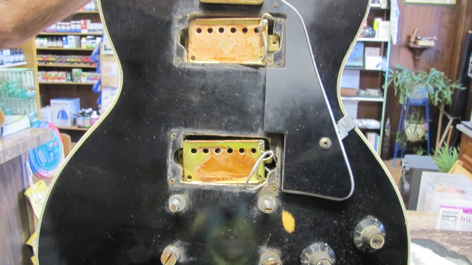 USED HONDO 11 1970'S KOREA 22 FRETS BLACK W/WHITE PIPING GUITAR PROJECT ...