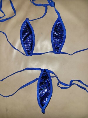 Handmade Metallic Sparkle Blue Teardrop Top Teardrop G-String Bottom ...
