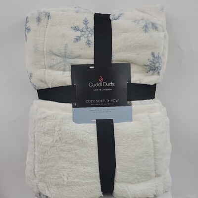 Cuddl Duds Cozy Soft Throw Snowflakes 50" X 60" Plush Reverse To Faux ...
