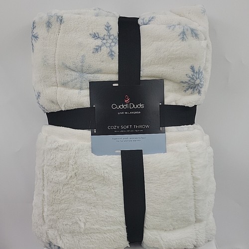 Cuddl Duds Cozy Soft Throw Snowflakes 50" X 60" Plush Reverse To Faux Fur | eBay