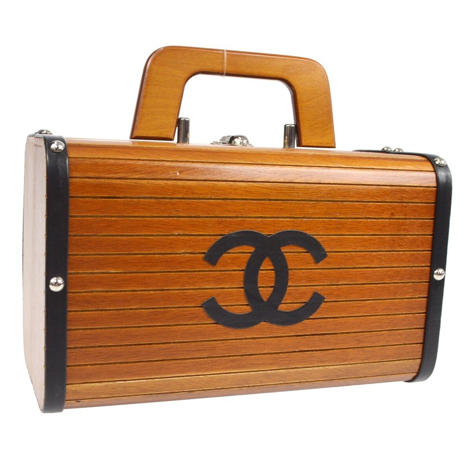 Chanel Brown Black Wooden Vanity Handbag Box 66858 | eBay
