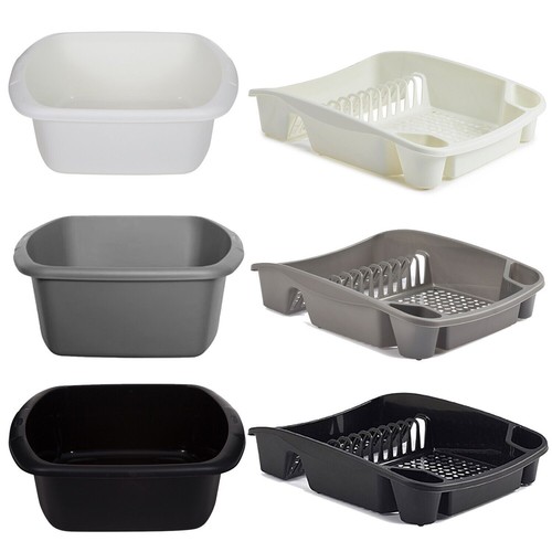 PLASTIC WASHING UP BOWL BASIN AND LARGE DISH DRAINER RACK KITCHEN PLATE ...