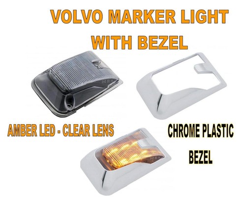 Volvo 6 LED Side Marker Lamp Amber/Clear Lens with Chrome Bezel ...