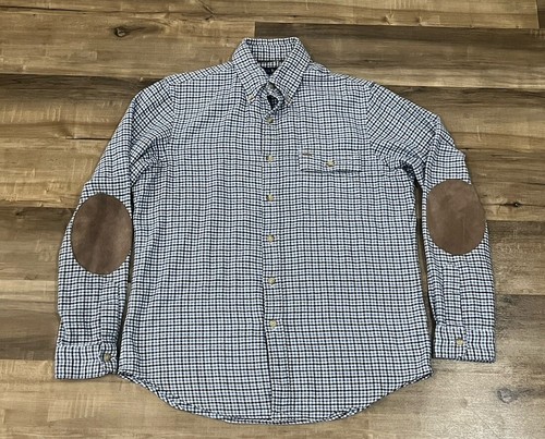 Polo Ralph Lauren Men’s Medium Flannel Shirt Blue Checked Elbow Patches ...