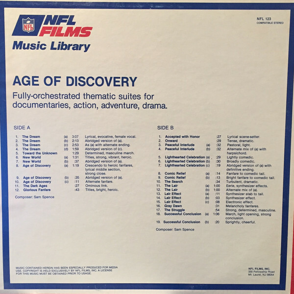 NFL Films - Age Of Discovery (1980) NFL Music Library NFL 123 vg+/M- | eBay