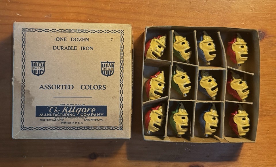12 Antique Cast Iron Bozo Clown Cap Bombs w/box - Kilgore Mfg. Co ...