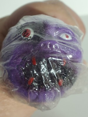 Vtg Mad Crazy Scary Gross Monster ZOMBIE Head Purple Rubber Bounce Ball ...