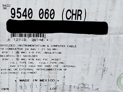 Belden 9540 24/10C EIA RS-232 Shielded Computer/Instrumentation Cable ...