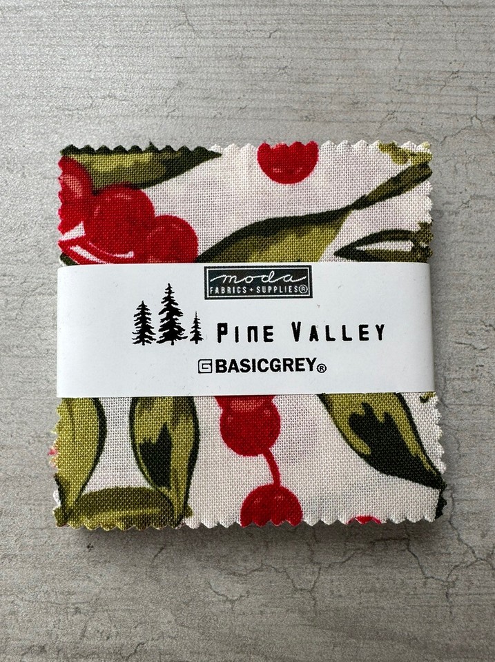 Moda Pine Valley Mini Charm Pack By Basic Grey Christmas Mistletoe 100% ...