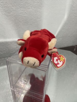 Ty Beanie Buddy Snort the Red Bull Plush Toy 4002 Display Box 1995 Pe ...
