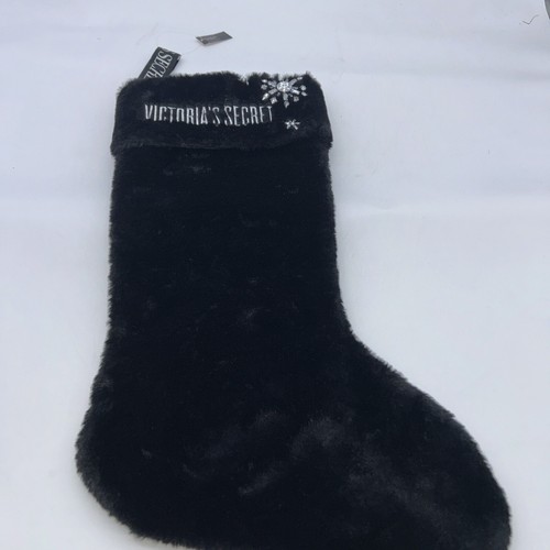 Victoria Secret Christmas Stocking Black Faux Black Rhinestone Sequin ...