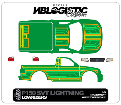 '99 Ford F-150 SVT Lightning Custom WaterSlide Decal for hot wheels 1/ ...