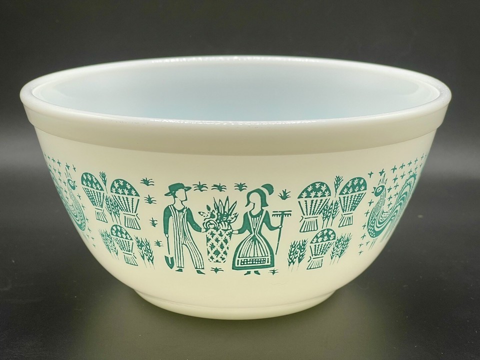 Vintage Pyrex Amish Butterprint Set of 3 Mixing Bowls Turquoise 401 402 ...