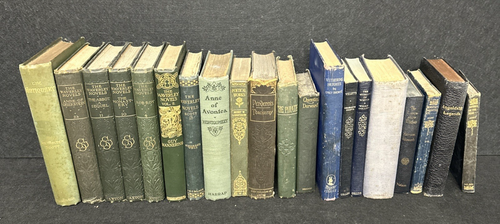 Antique books job lot green blue black gold vintage shelf fillers t2431 ...