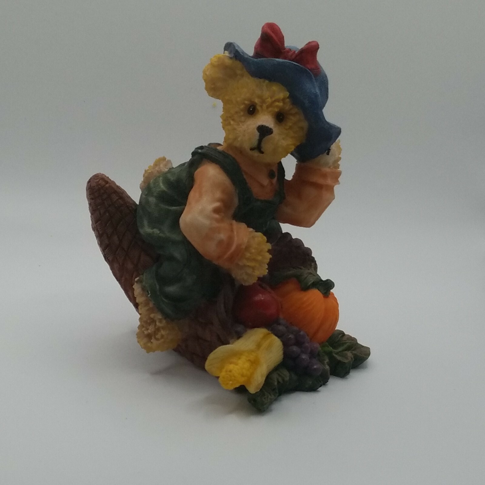 Boyds Bears Figurine Cornucopia Blue Overalls Riding A Harvest Scarce ...