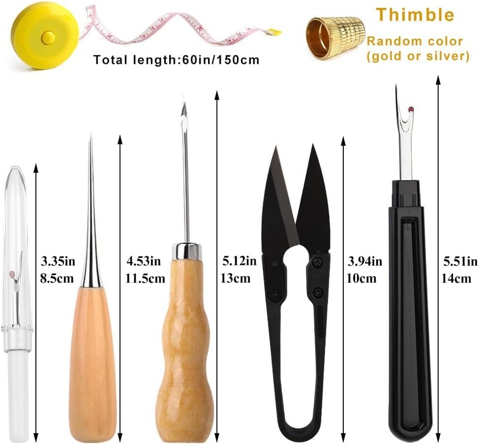 Upholstery Repair Sewing Kit Leather Hand Stitching Needles Thread Awl ...