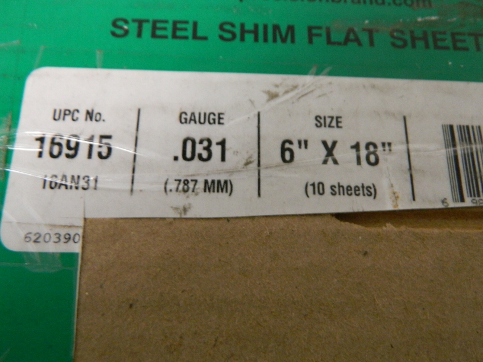 Precision Brand Shim Sheet Stock 18" Long x 6" Wide x 0.031" Thick Qty ...