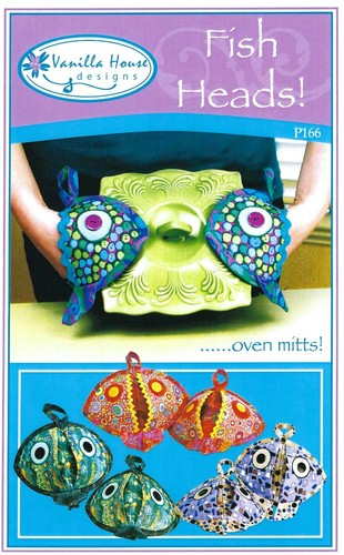Vanilla House Designs P166 FISH HEADS Fingertip Oven Mitts UNCUT Sewing ...