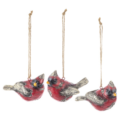 Set of 3 Nature's Noel CARDINAL Christmas Ornaments by Ganz | eBay