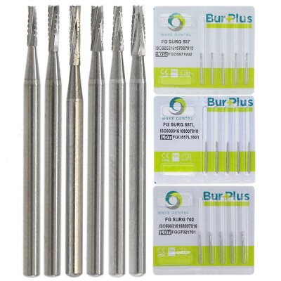 Wave Dental Surgical Length Bur 557 557L 702 701 FG SURG Long Carbide ...