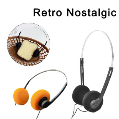 Retro Wired Headphones Lightweight Stereo Foam Over Ear Headsets Noise ...