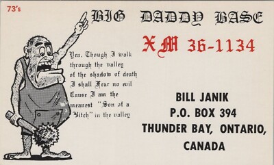 vintage CB radio QSL postcard comic Bill Janik 1970s Thunder Bay ...