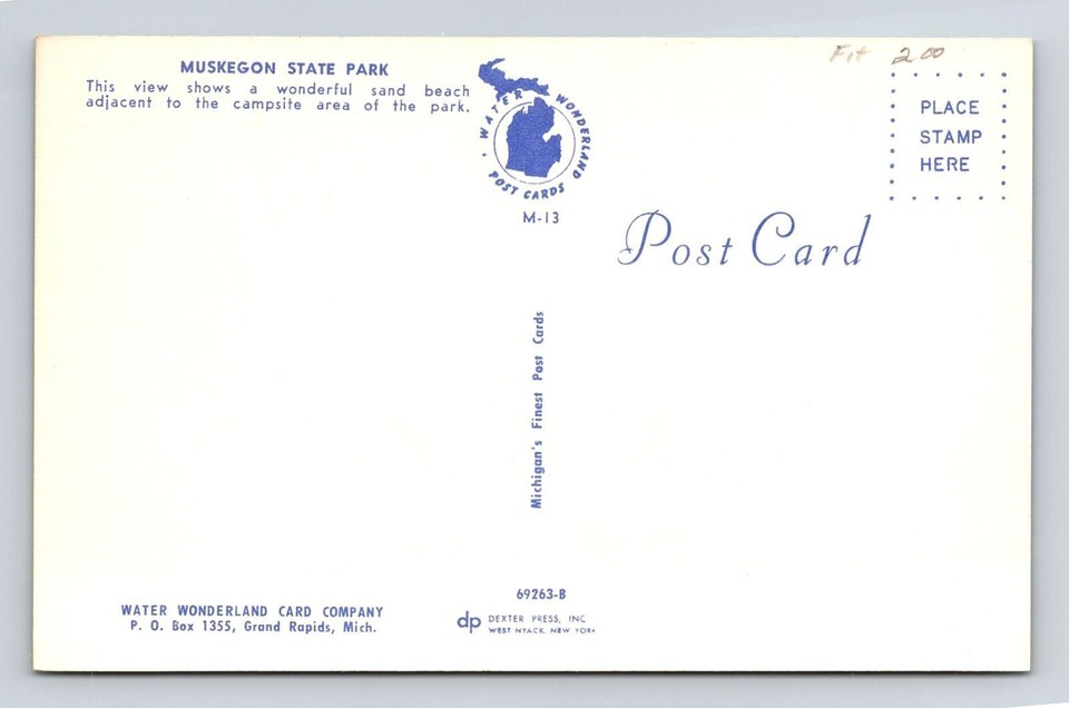 Muskegon MI-Michigan, Muskegon State Park, Lake Michigan Beach Vintage ...
