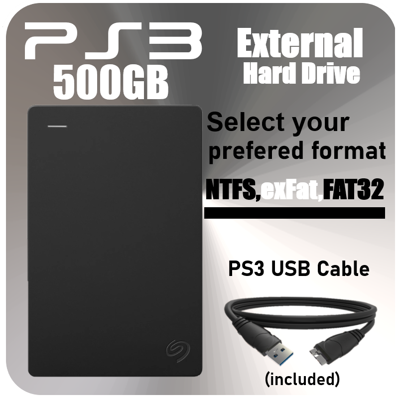 PS3 External Hard Drive 500GB for Custom Firmware & HEN Select format ...