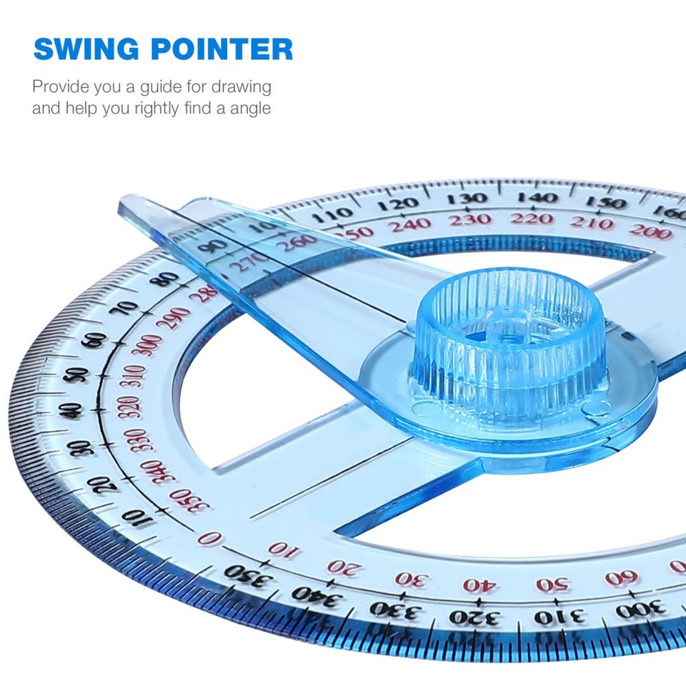 2 Pcs Geometric Circle Protractor Plastic Ruler Measuring Tool for ...