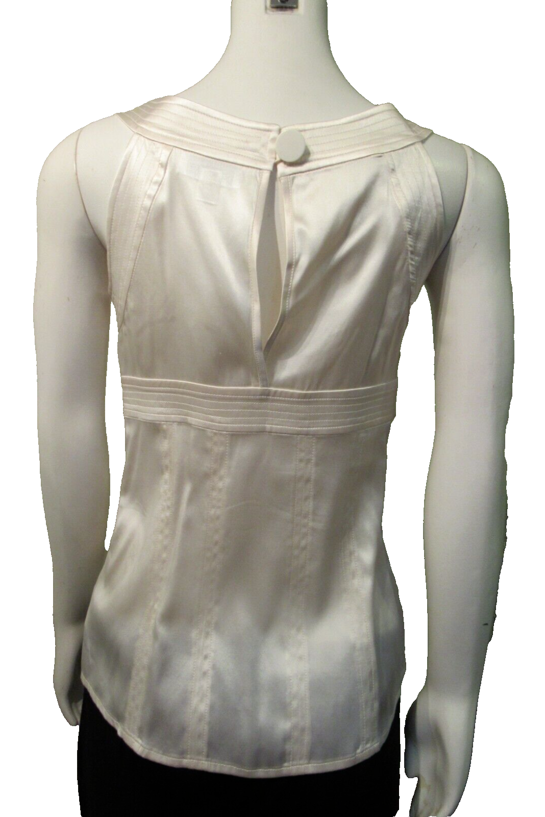 bebe stretch silk sleeveless cream keyhole ruffle camisole top size S ...