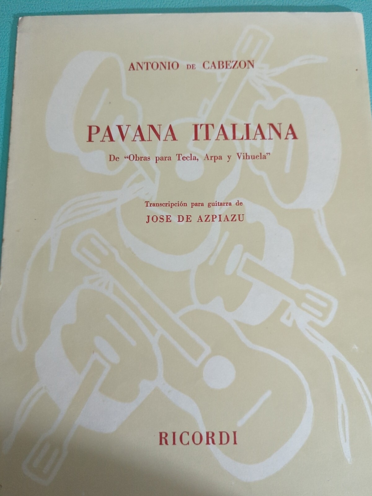 Antonio De Cabezon Pavana Italiana For Classical Guitar Rare Vintage ...