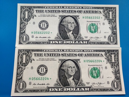 Two STAR 2013 $1 ONE DOLLAR NOTES PAPER MONEY Cool double repeater ...