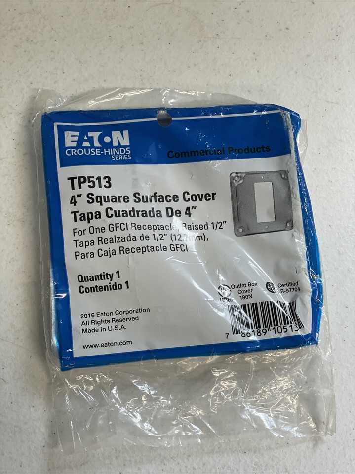New (Factory Sealed) Crouse Hinds TP513 4” Square Raised GFCI ...
