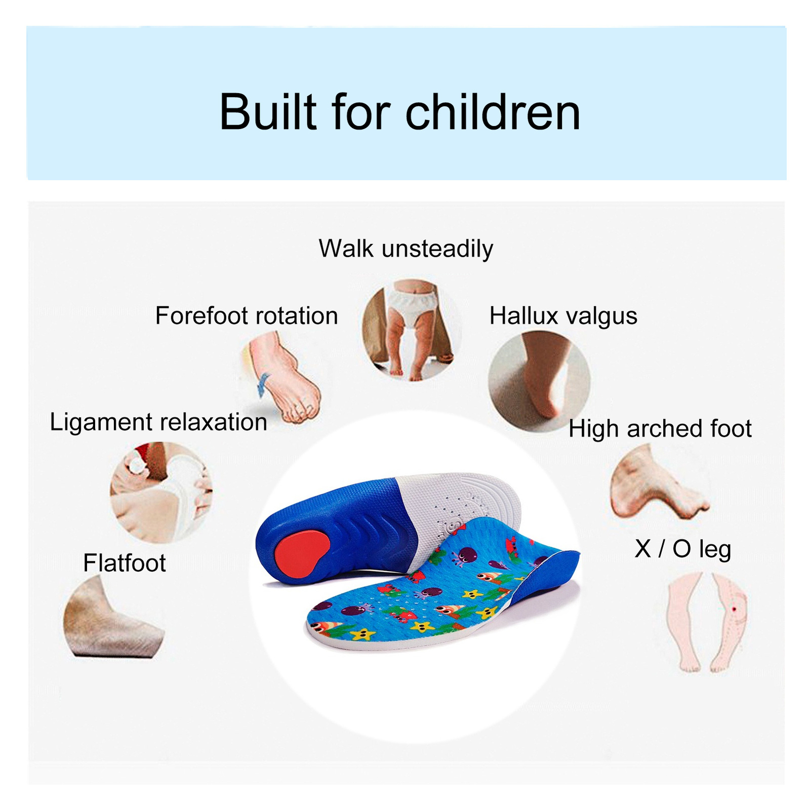 XS Children Orthotic Insole Flatfoot Toein Toeout Walking Correction ...