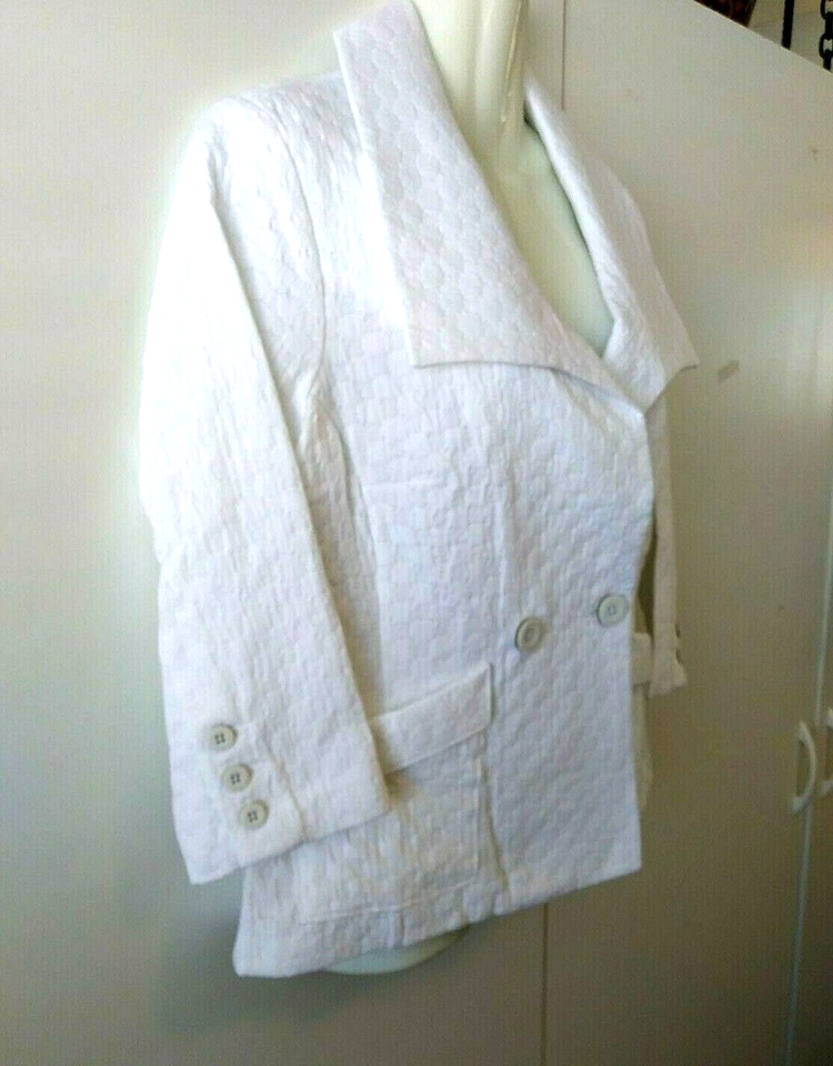 NEW CABI WHITE 3/4 SLEEVE STYLE 212 TEXTURED CLUB BLAZER JACKET M $89 ...