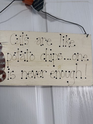 Wooden Painted “Cats Are Like Potato Chips” Wall Door Hanger Decor ...