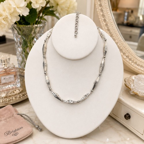 Brighton Silver-Tone Etched Station Necklace 18” Adjustable Scroll ...