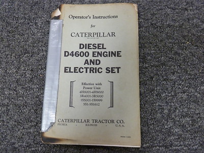 Caterpillar Cat D4600 Engine & Electric Set Owner Operator Maintenance ...
