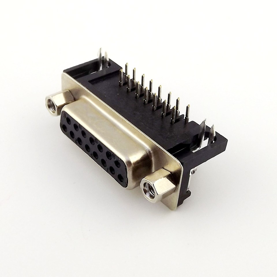 1x D-SUB DB15 15 Pin 2 Rows Female Right Angle PCB Solder Type Adapter ...