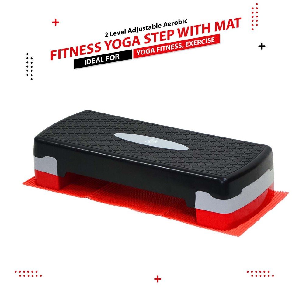 AEROBIC STEPPER CARDIO FITNESS STEP BOARD 2 TIER HOME GYM EXERCISE ...