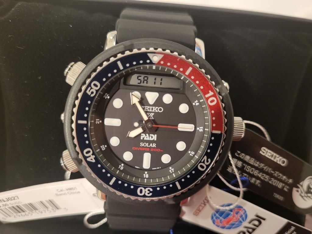 NEW Seiko SNJ027 Prospex Sea "Arnie" PADI Diver Solar, Box, tags, Warranty