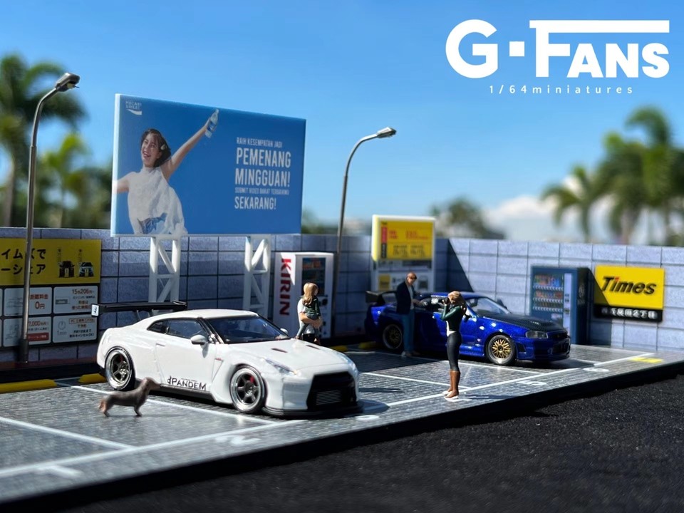 Diorama 1/64 Diecast Car Parking Lot Model LED Street Building Display ...