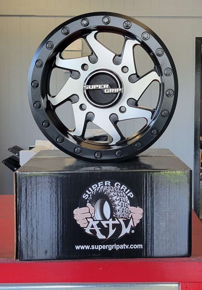 SET OF 4 14x7 Super Grip 4/137 Pattern 4+3 Offset Black Machined Wheels ...