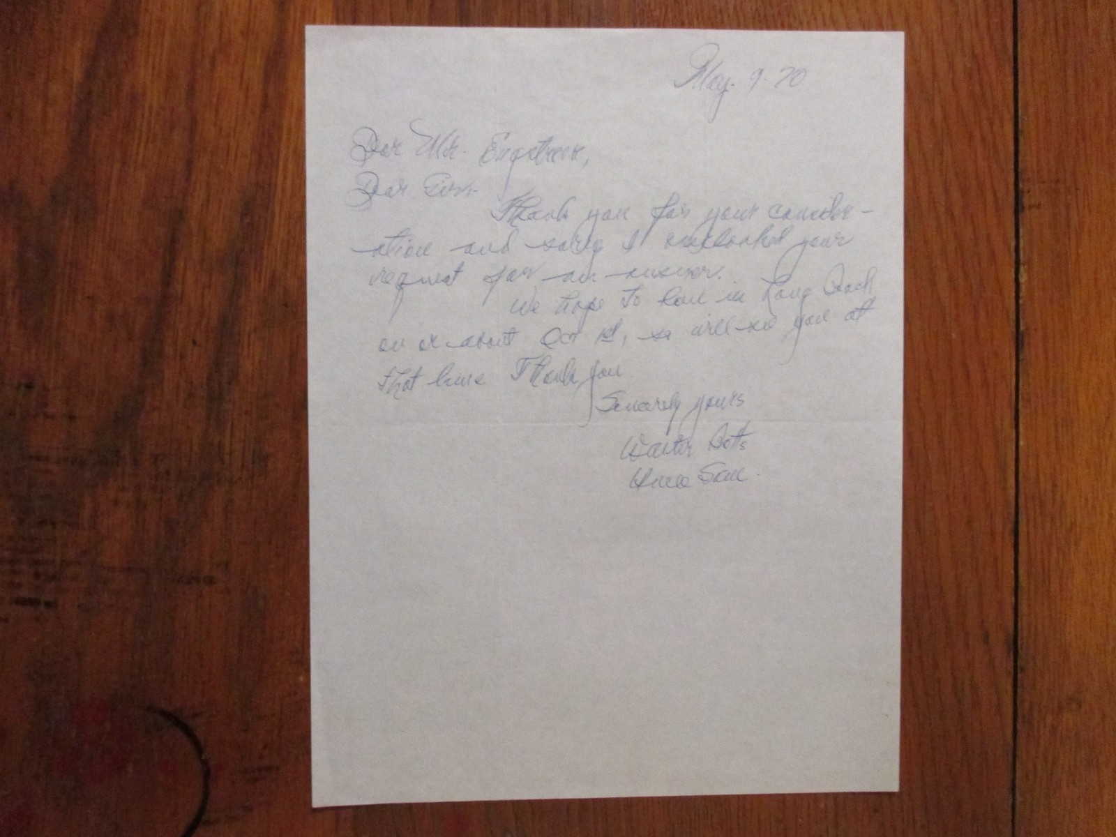 WALTER BOTTS (Died-1972) Uncle Sam Poster)Signed 1970 Letter(+Business ...