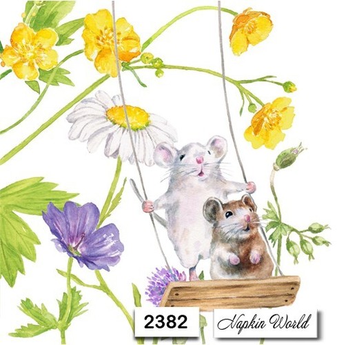 (2382) TWO Individual Paper LUNCHEON Decoupage Napkins - CUTE MICE ...