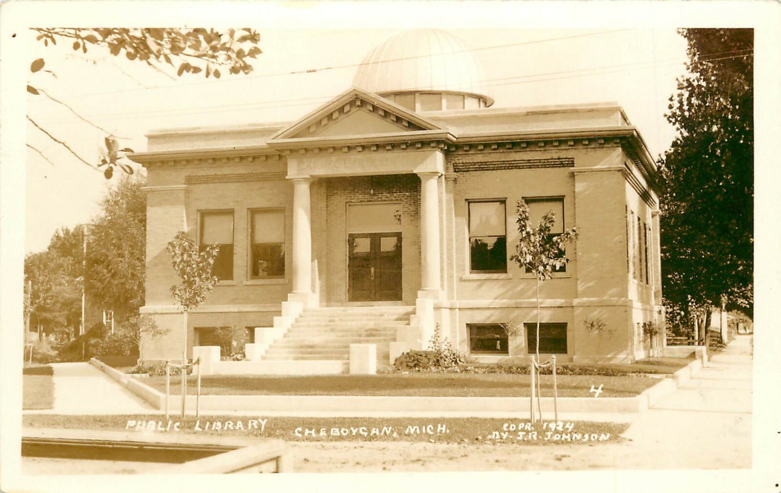 c1924 RPPC Carnegie Free Public Library Cheboygan MI, JR Johnson Photo ...